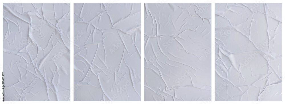 Set of wrinkled paper templates. wet blank paper for poster and text ...
