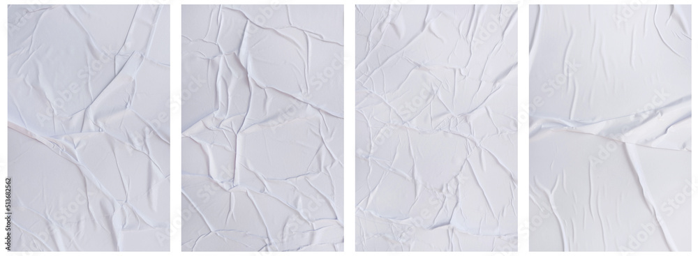 Set of wrinkled paper templates. wet blank paper for poster and text ...