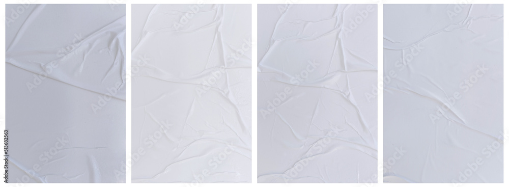 Set of wrinkled paper templates. wet blank paper for poster and text ...