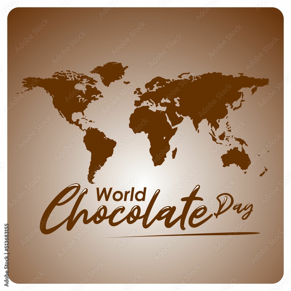 World Chocolate Day July 7. Simply chocolate world map. Minimalist web ...