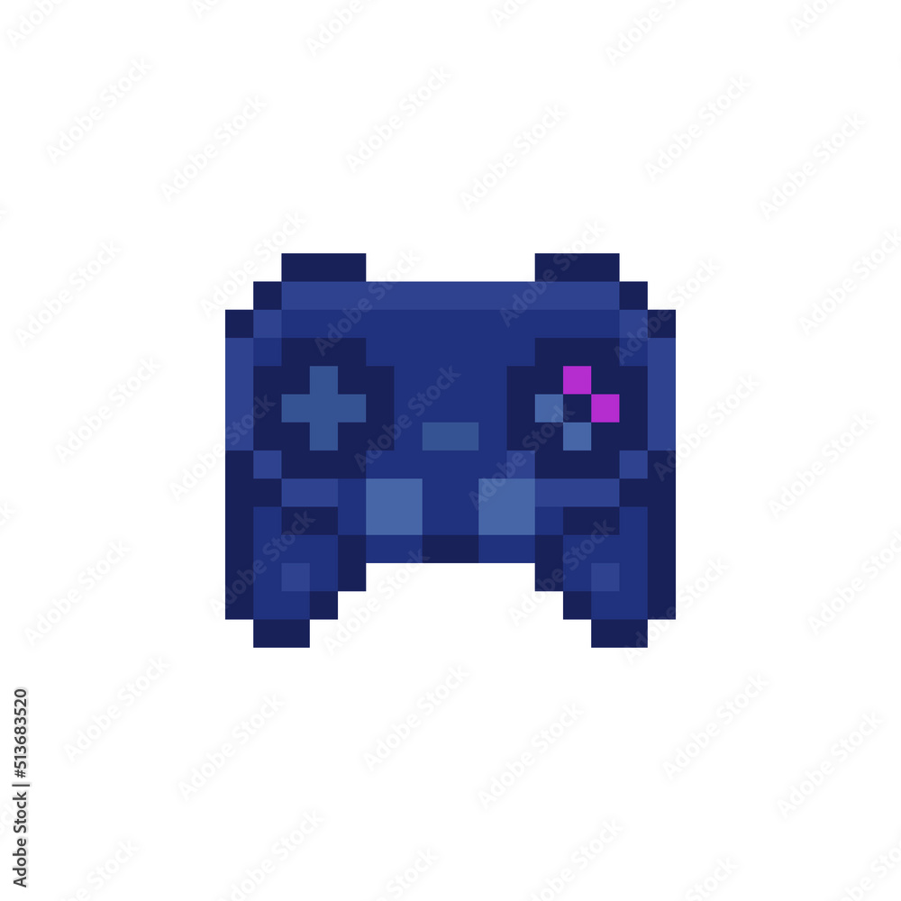 Gamepad icon. Retro 80s pixel art. Flat style. Old school computer ...