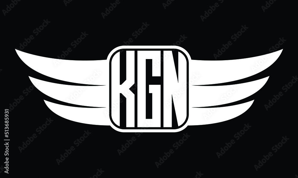 KGN three Letter Wings Flying Initial wing symbol minimalist creative ...