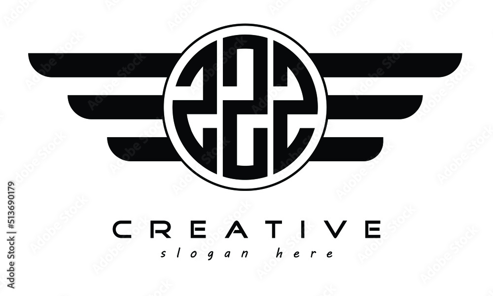 ZZZ three letter circle with wings logo design vector template ...