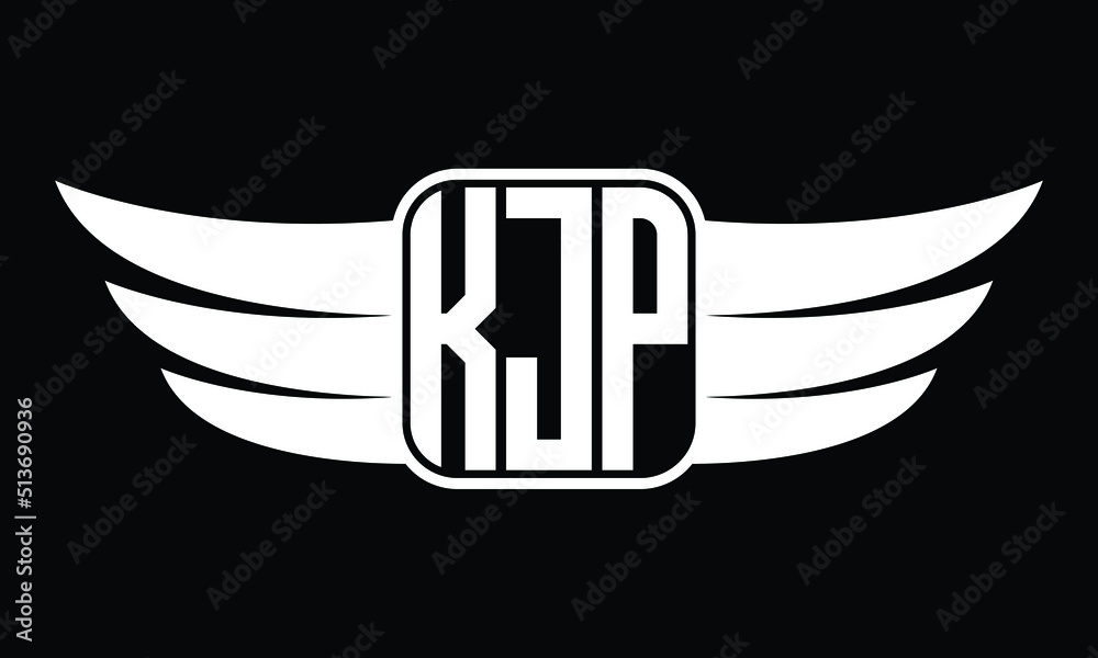 KJP three Letter Wings Flying Initial wing symbol minimalist creative ...
