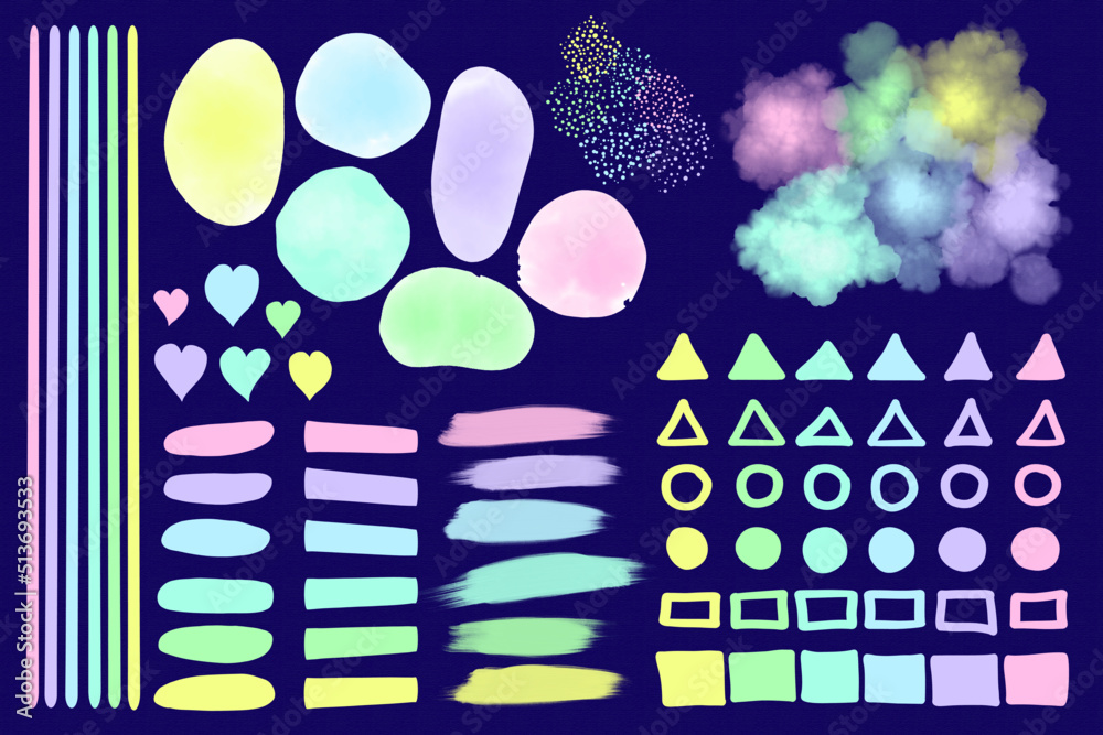 Set of pastel design elements to mix and match freely for summer ...