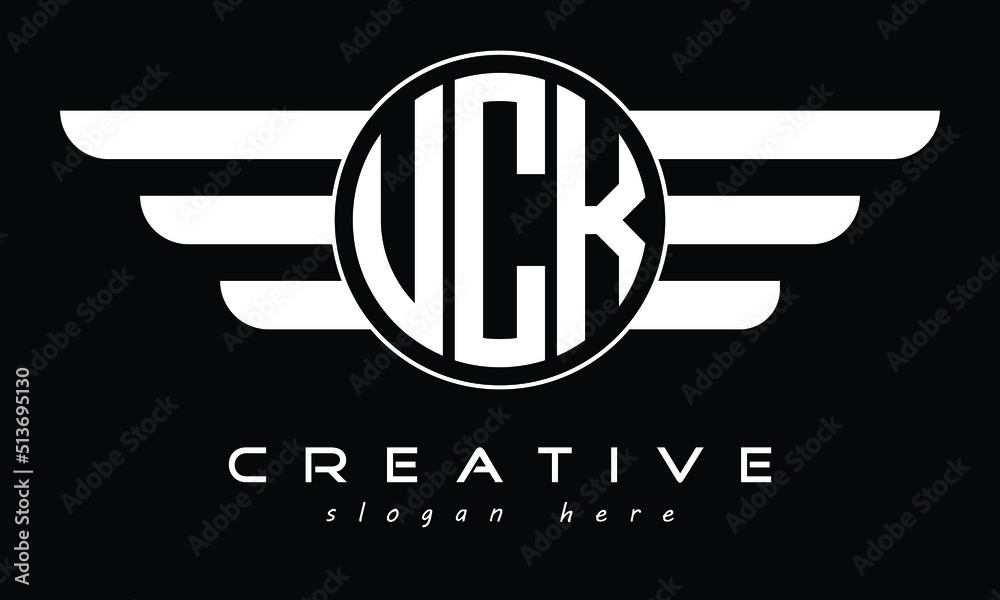 UCK three letter circle with wings logo design vector template ...