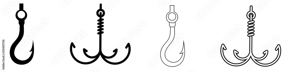 Fishing hook icon, to fish illustration sign collection. catch symbol ...