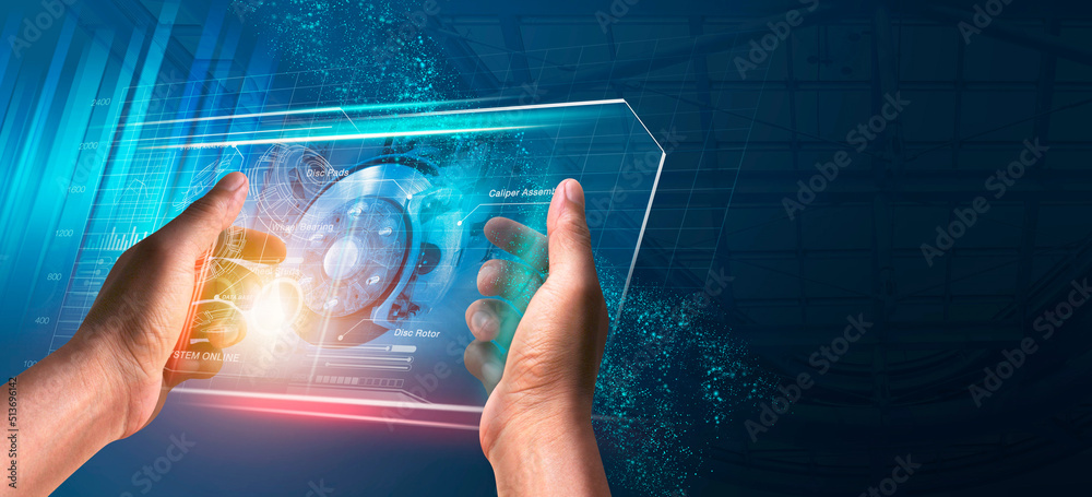 The glow light Data digital with Disc brake and Drum system in dark ...