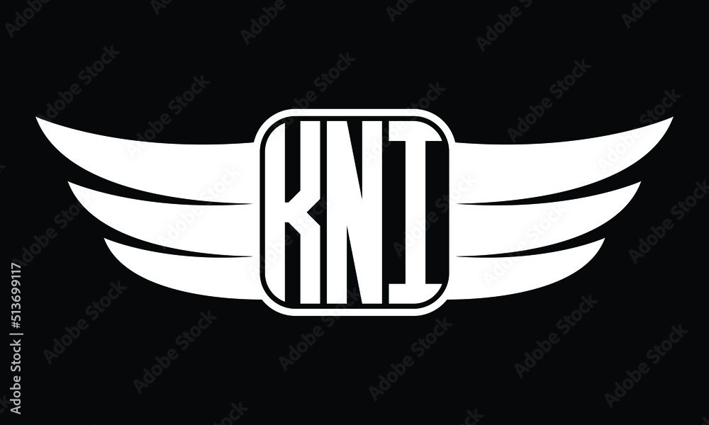 KNI three Letter Wings Flying Initial wing symbol minimalist creative ...