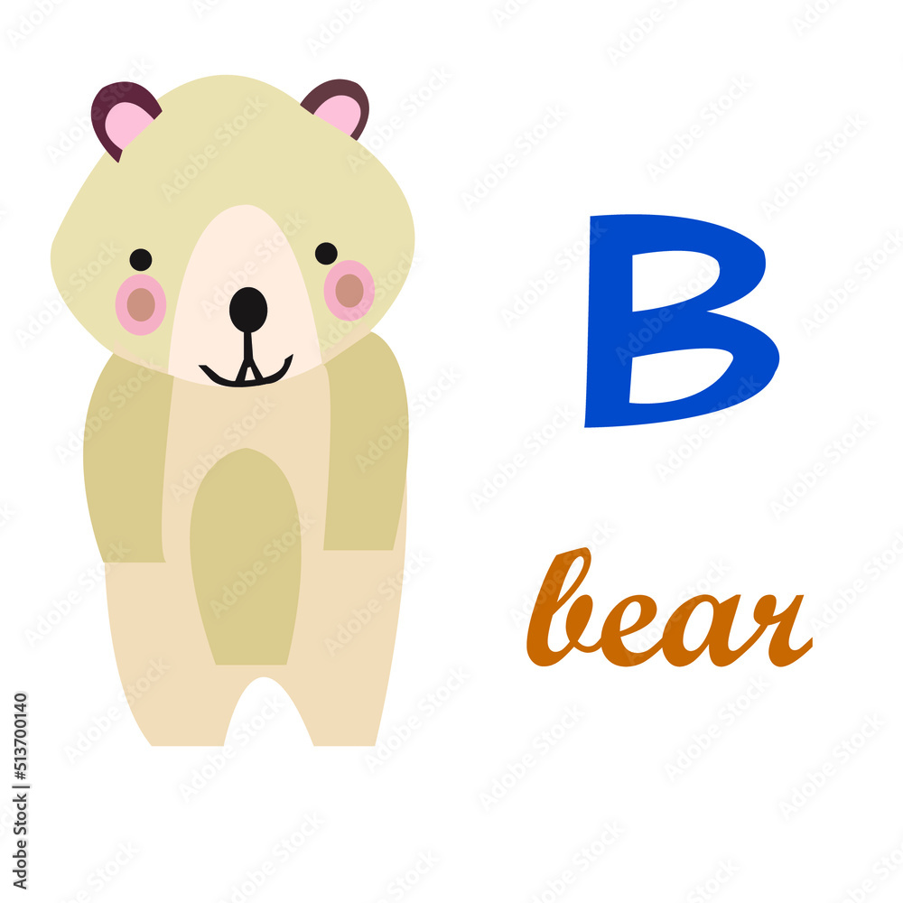 Letter B Bear Zoo alphabet. English abc letters with animals Education ...