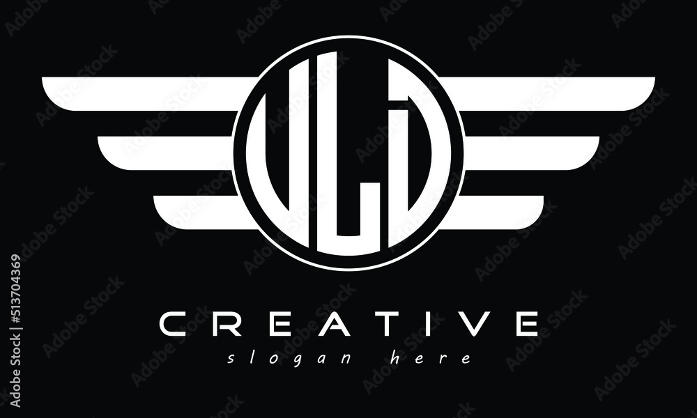 ULD three letter circle with wings logo design vector template ...