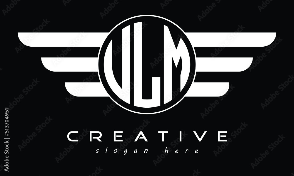 ULM three letter circle with wings logo design vector template ...