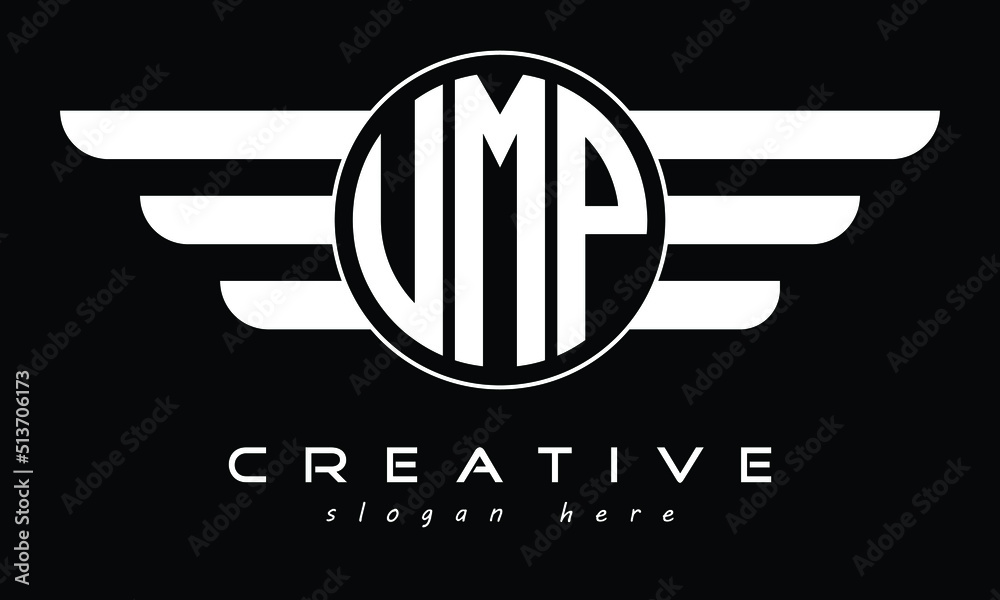 UMP three letter circle with wings logo design vector template ...