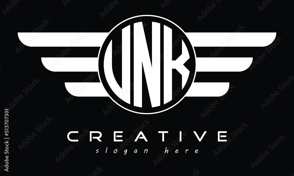 UNK three letter circle with wings logo design vector template ...