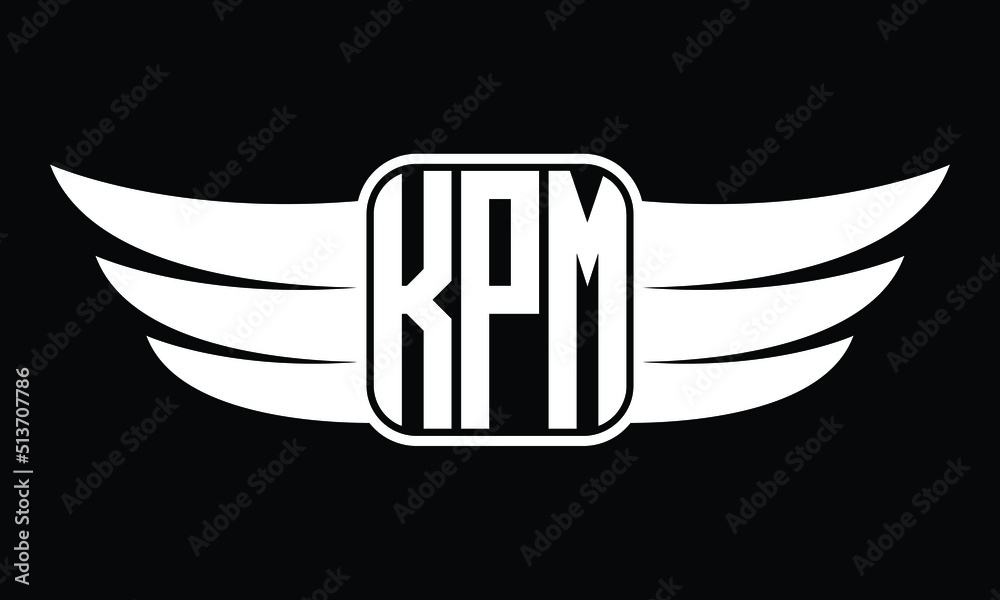 KPM three Letter Wings Flying Initial wing symbol minimalist creative ...
