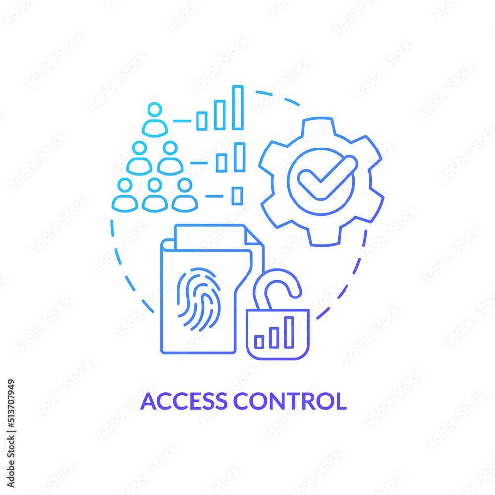 Access control blue gradient concept icon. Part of physical security ...