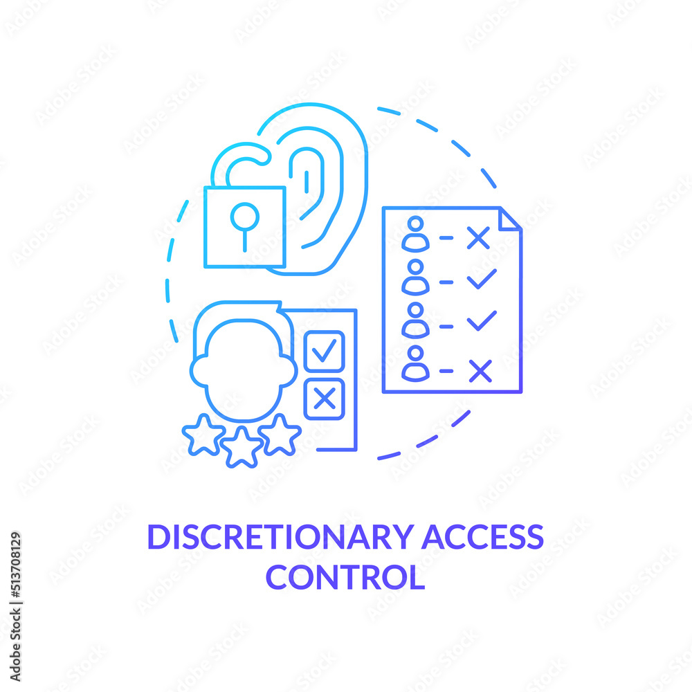 Discretionary access control blue gradient concept icon. Security ...