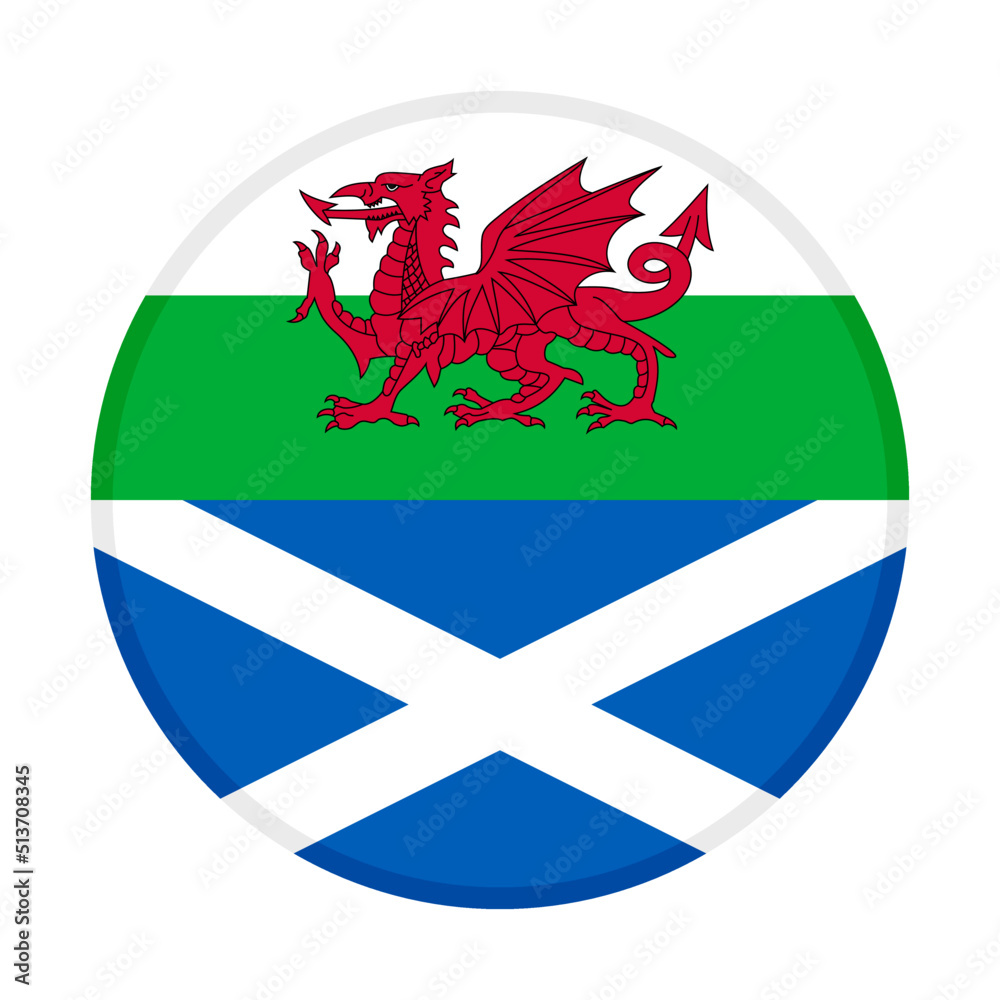 circle icon of welsh and scottish flags. vector illustration isolated ...
