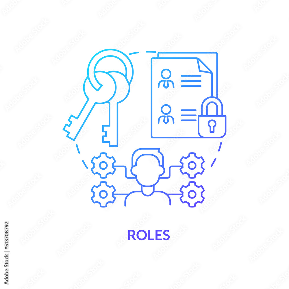 Roles blue gradient concept icon. Identity management capability ...