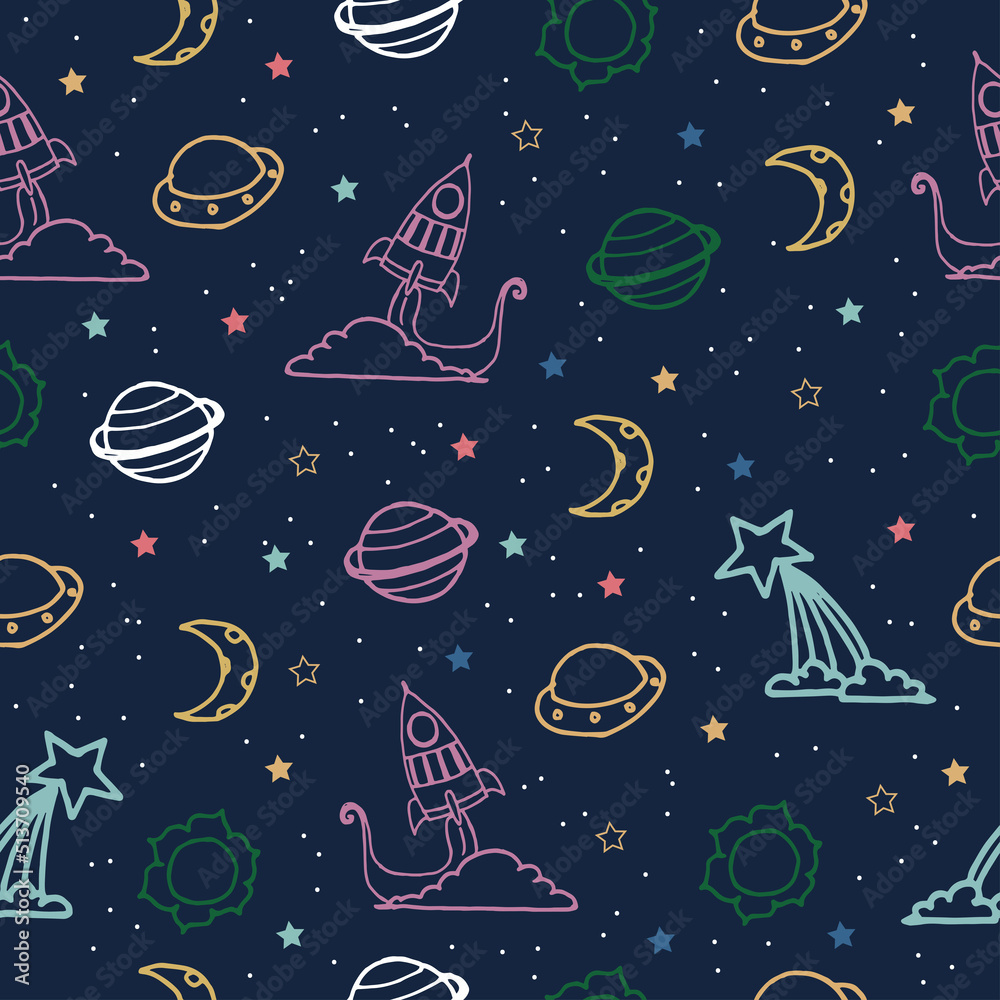cute space background for kids fashion, wallpaper, wrapping paper and ...