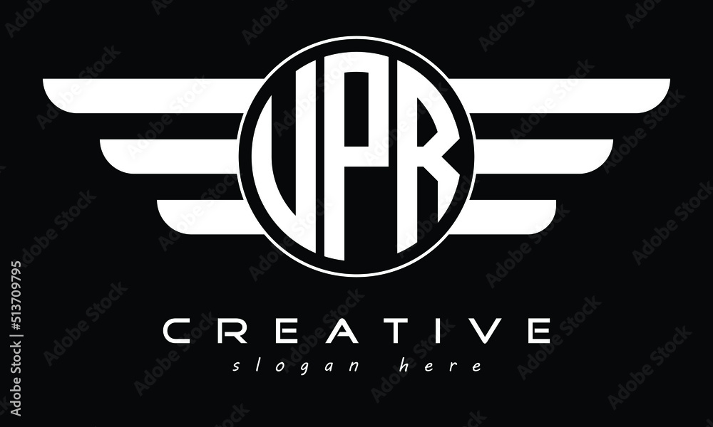 UPR three letter circle with wings logo design vector template ...