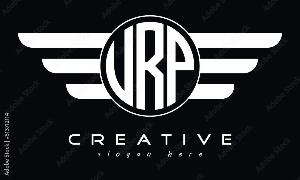 URP three letter circle with wings logo design vector template ...