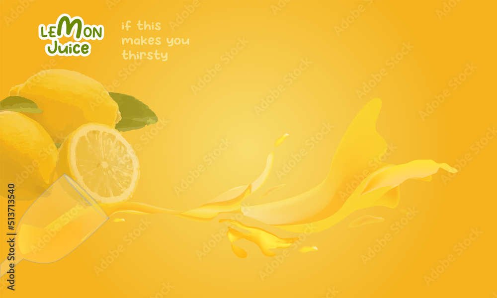 Lemon juice vector background, food banner yellow ,sweet yellow fruit ...