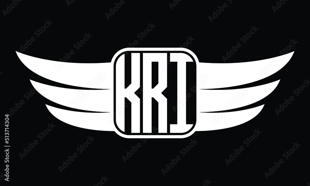 Vecteur Stock KRI three Letter Wings Flying Initial wing symbol ...