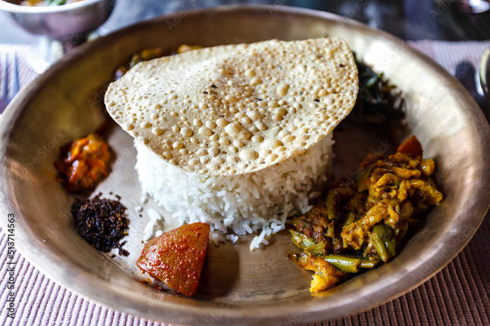 Dal bhat and chapati, a traditional from the Indian subcontinent ...