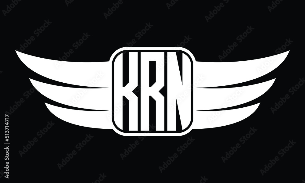 KRN three Letter Wings Flying Initial wing symbol minimalist creative ...
