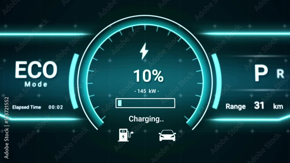 Battery charging status interface on electric vehicle using DC fast ...