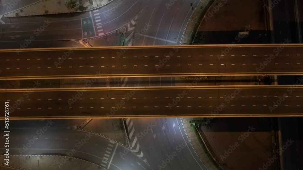4K : Top view of Tunnel under the interchange roundabout. The ...