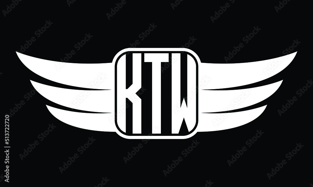 KTW three Letter Wings Flying Initial wing symbol minimalist creative ...