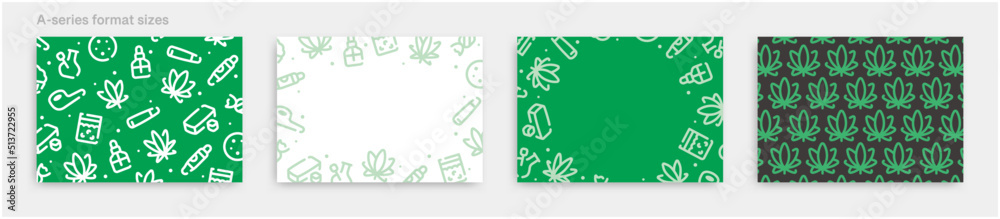 Cannabis icon pattern background for graphic design.A-size horizontal ...