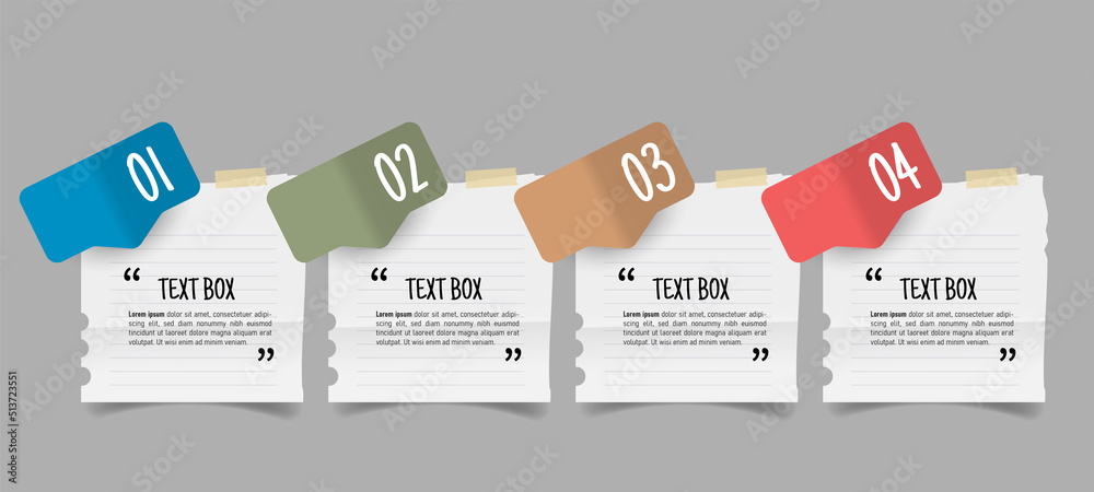 Text box design with note papers. Stock Vector | Adobe Stock