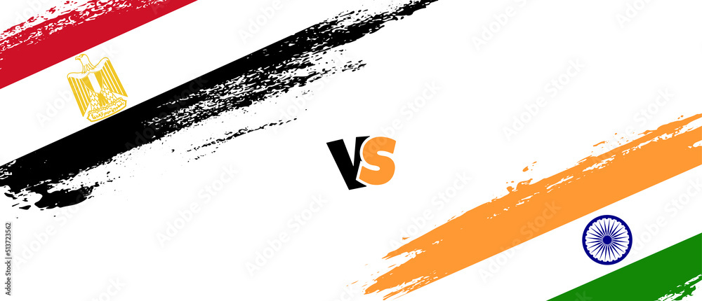 Creative Egypt vs India brush flag illustration. Artistic brush style ...