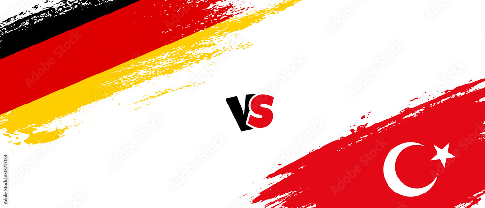 Creative Germany vs Turkey brush flag illustration. Artistic brush ...