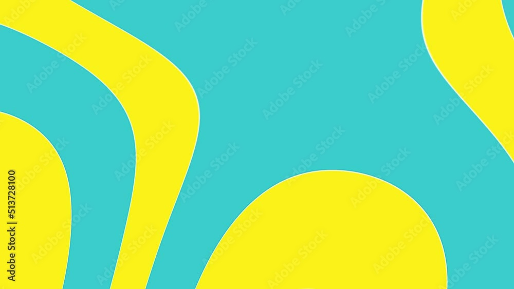 Abstract moving outlined yellow elements on light blue background ...