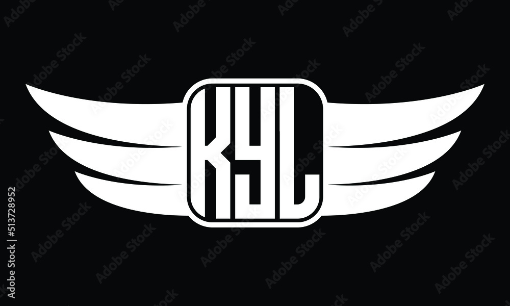 KYL three Letter Wings Flying Initial wing symbol minimalist creative ...