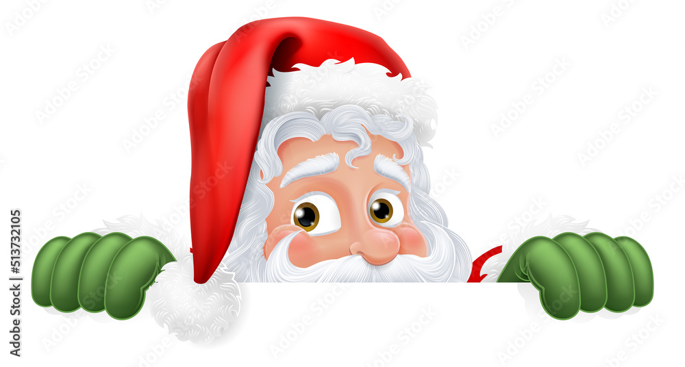 Cartoon Santa Claus Father Christmas Peeking Sign Stock Vector | Adobe ...