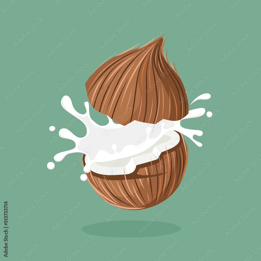 Vector illustration, coconut milk splash, element design for packaging ...