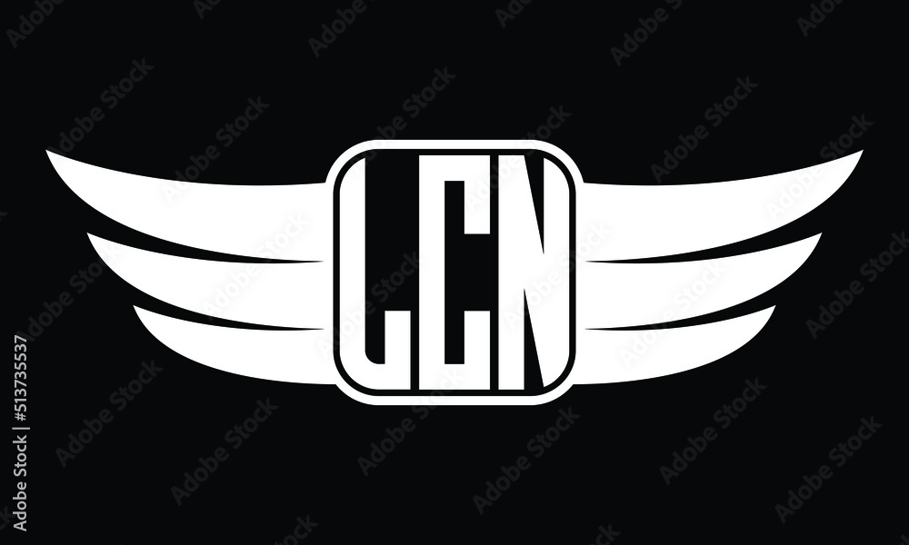 LCN three Letter Wings Flying Initial wing symbol minimalist creative ...