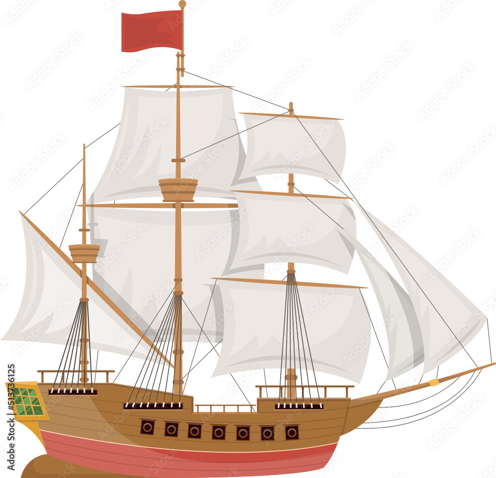 Wooden vintage ship clipart design illustration Stock Vector | Adobe Stock