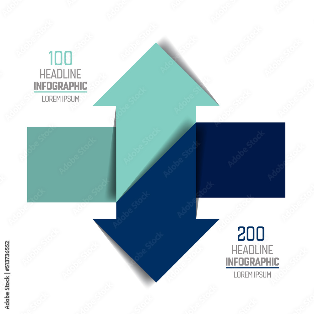 Two arrows in oposite direction infographic, chart, scheme, diagram ...