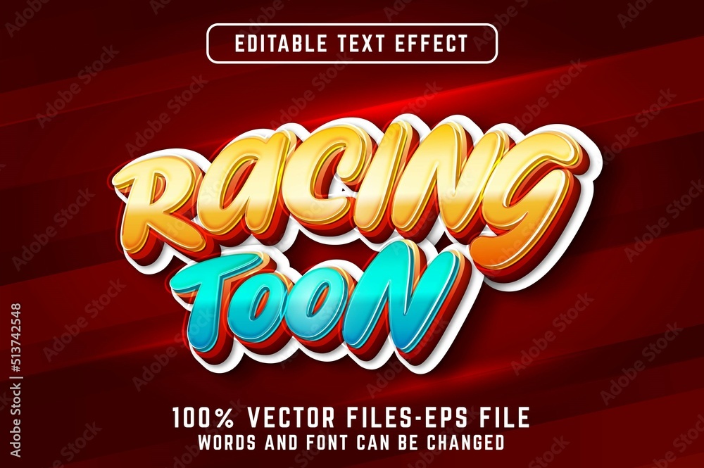 Racing Game Vector Text Effect Editable Stock Vector | Adobe Stock