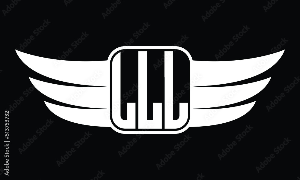 LLL three Letter Wings Flying Initial wing symbol minimalist creative ...