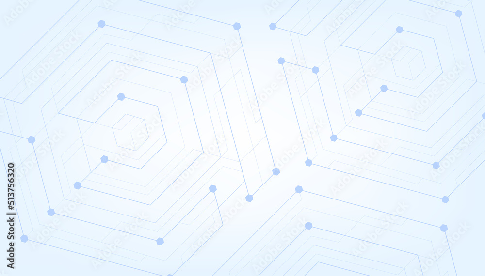 Abstract blue lines and dots connect background. Technology connection ...