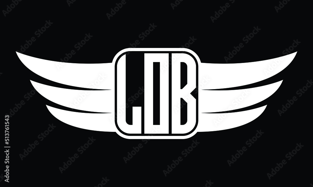 LOB three Letter Wings Flying Initial wing symbol minimalist creative ...