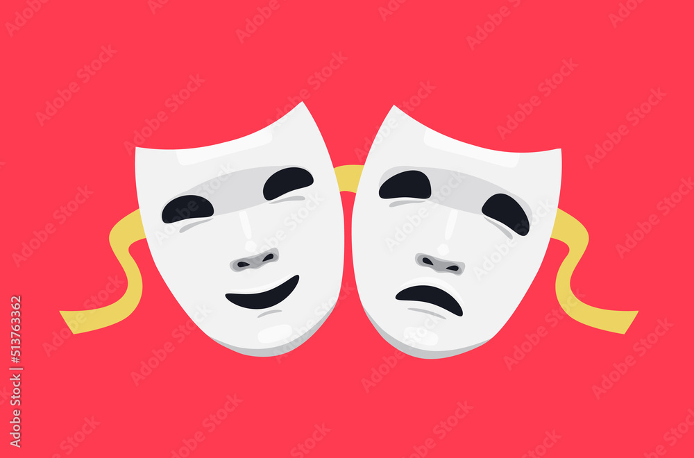 Poster theatre masks comedy and tragedy vector illustration – Wall Art ...