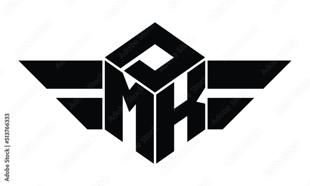 DMK three letter gaming logo in polygon cube shape logo design vector ...